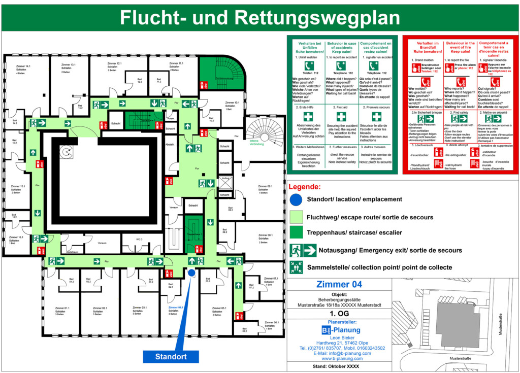 Flucht- und Rettungswegpläne – B-Planung